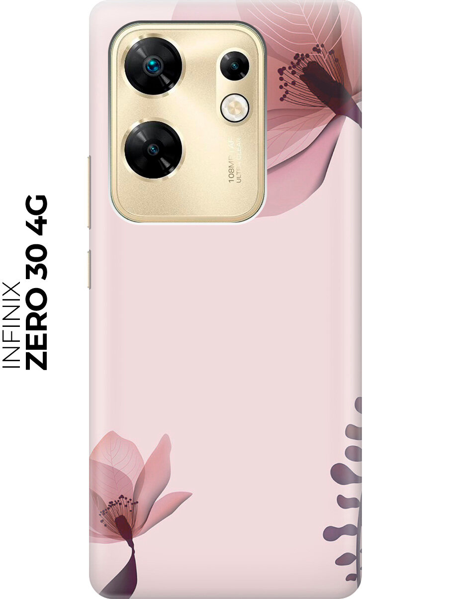 Силиконовый чехол на Infinix Zero 30 4G / Инфиникс Зеро 4г с рисунком "Два цветка на розовом"