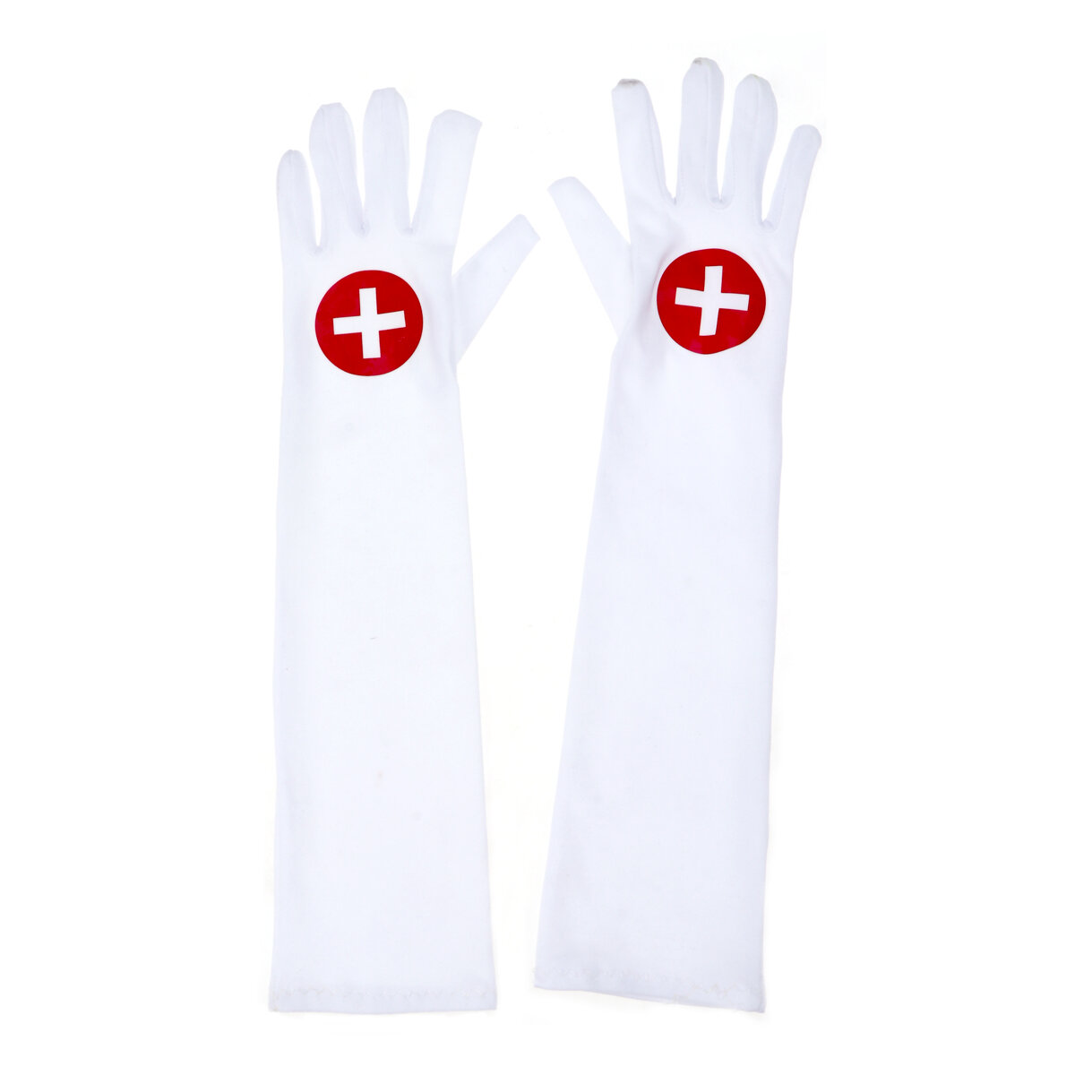 Перчатки длинные для костюма Медсестра, белого цвета, длинные