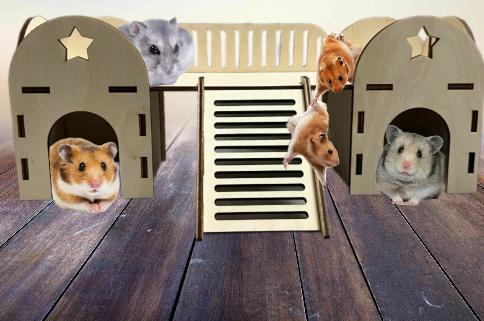 Домик для Хомячка "Пентхаус". Комплект заготовок из фанеры для самостоятельной сборки и декорирования.