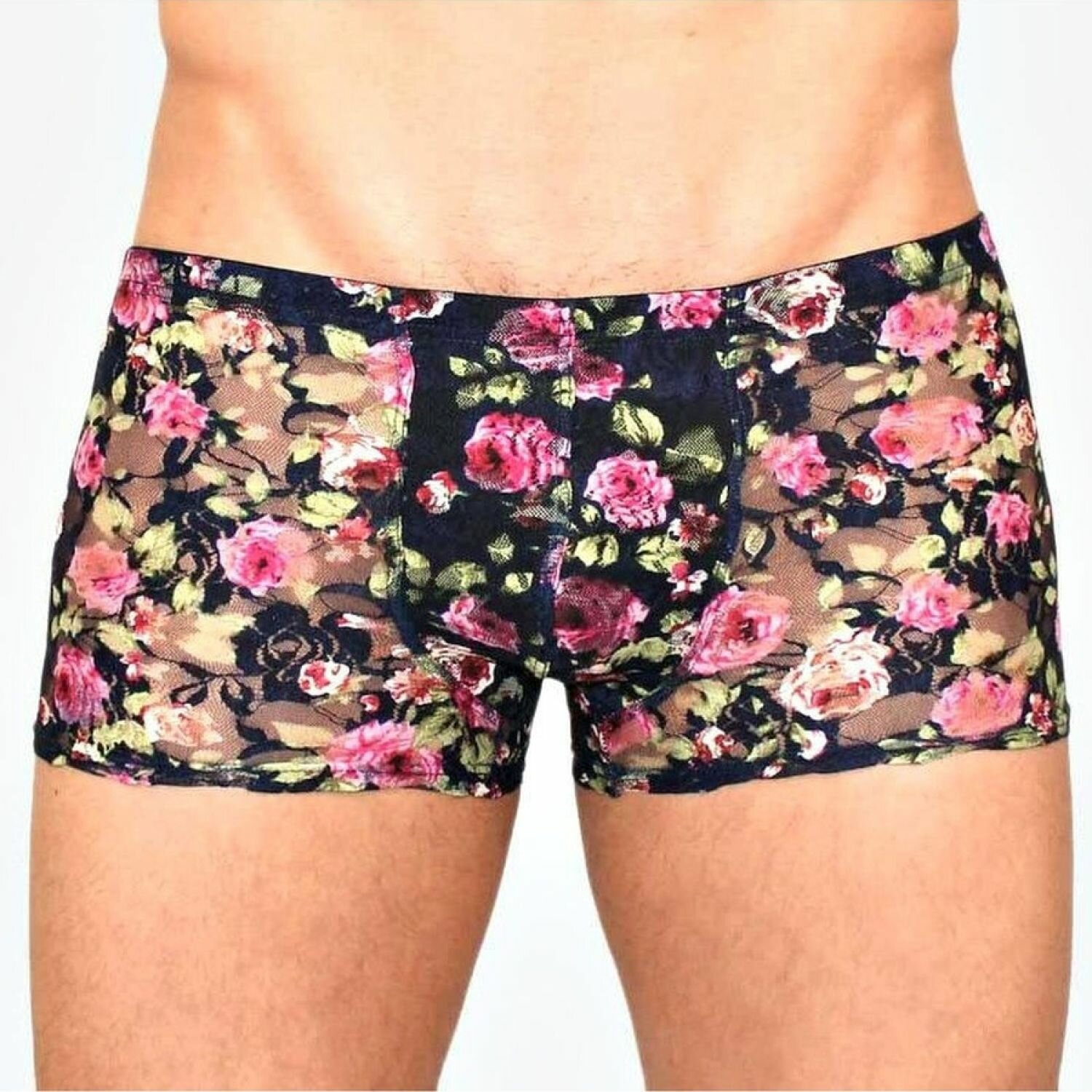 Мужские сетчатые трусы-боксеры с розами Rose Boxer. Цвет - темно-синий. Производитель - Romeo Rossi