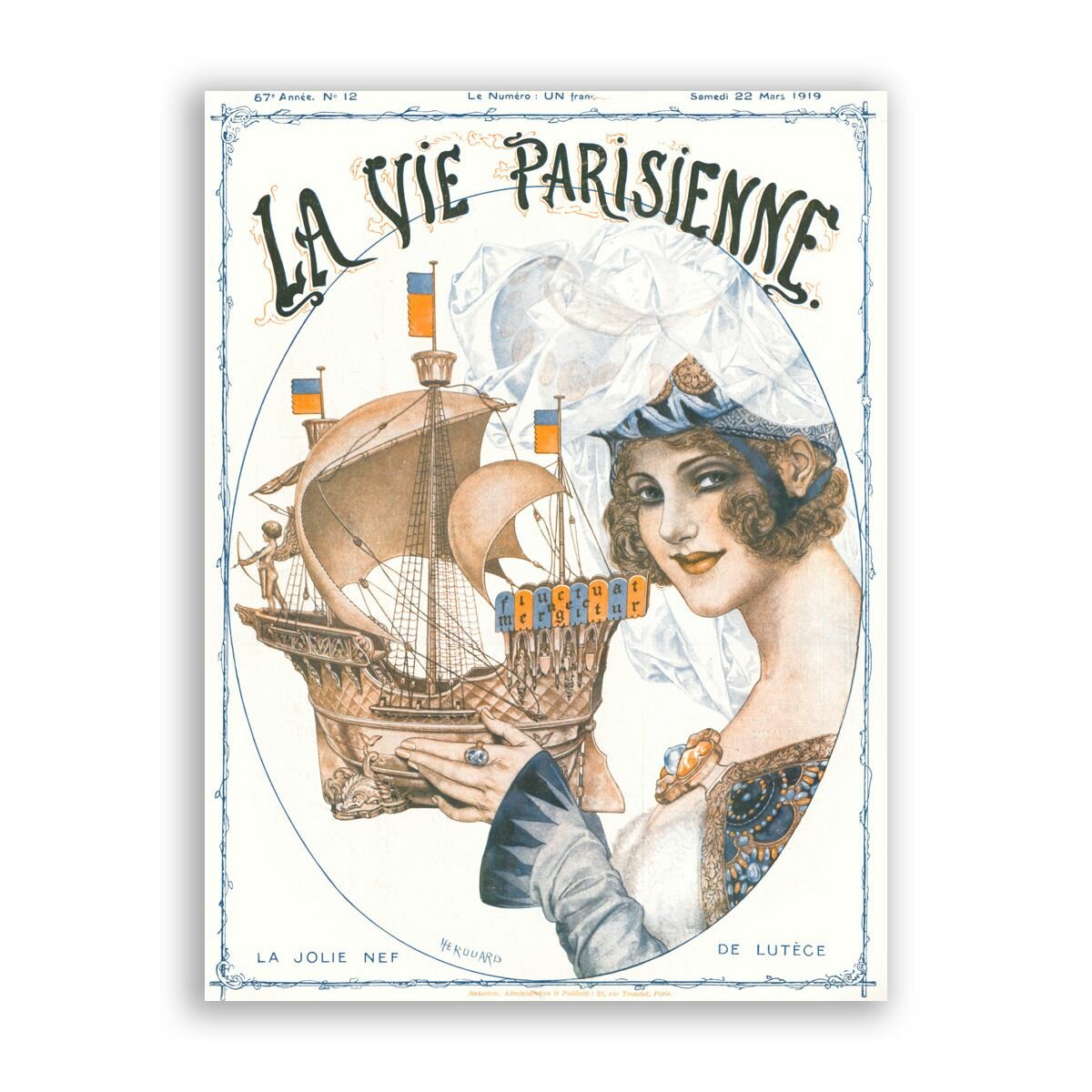 Постер на бумаге в стиле Пин-ап / La Vie Parisienne - La Jolie Nef de Lutece / Размер 30 x 40 см