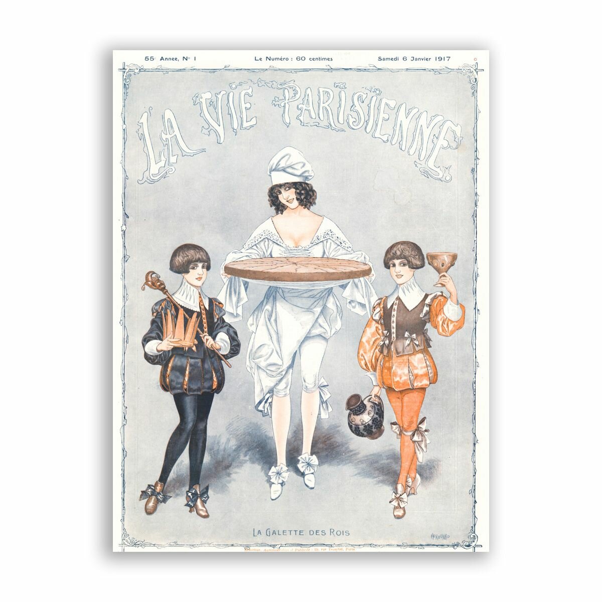 Постер на бумаге в стиле Пин-ап / La Vie Parisienne - La Galette des Rois / Размер 30 x 40 см