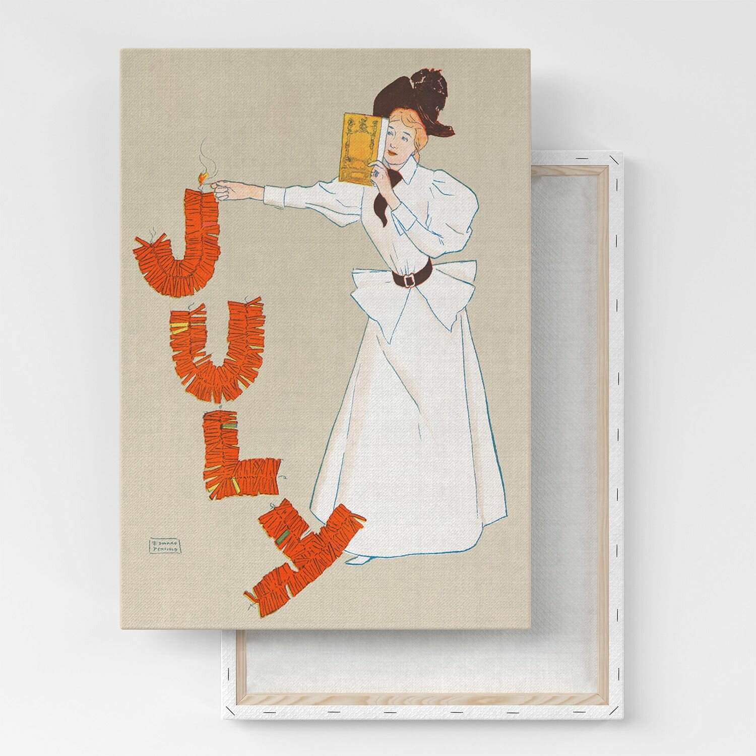 Картина на холсте, репродукция / Эдвард Пенфилд - Woman lighting up firecrackers / Размер 80 x 106 см