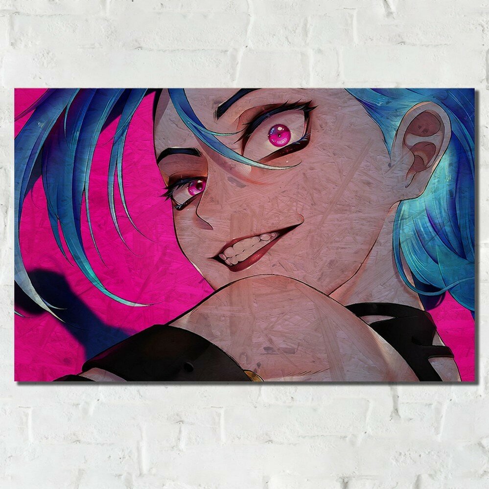 Картина интерьерная на рельефной доске мультфильм Arcane (Jinx, Джинкс, LOL, PS, PC, XBOX, SWITCH) - 13747 Г