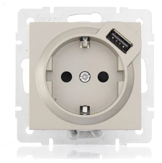Розетка Lezard 742-3788-181, 16 А, с заземлением