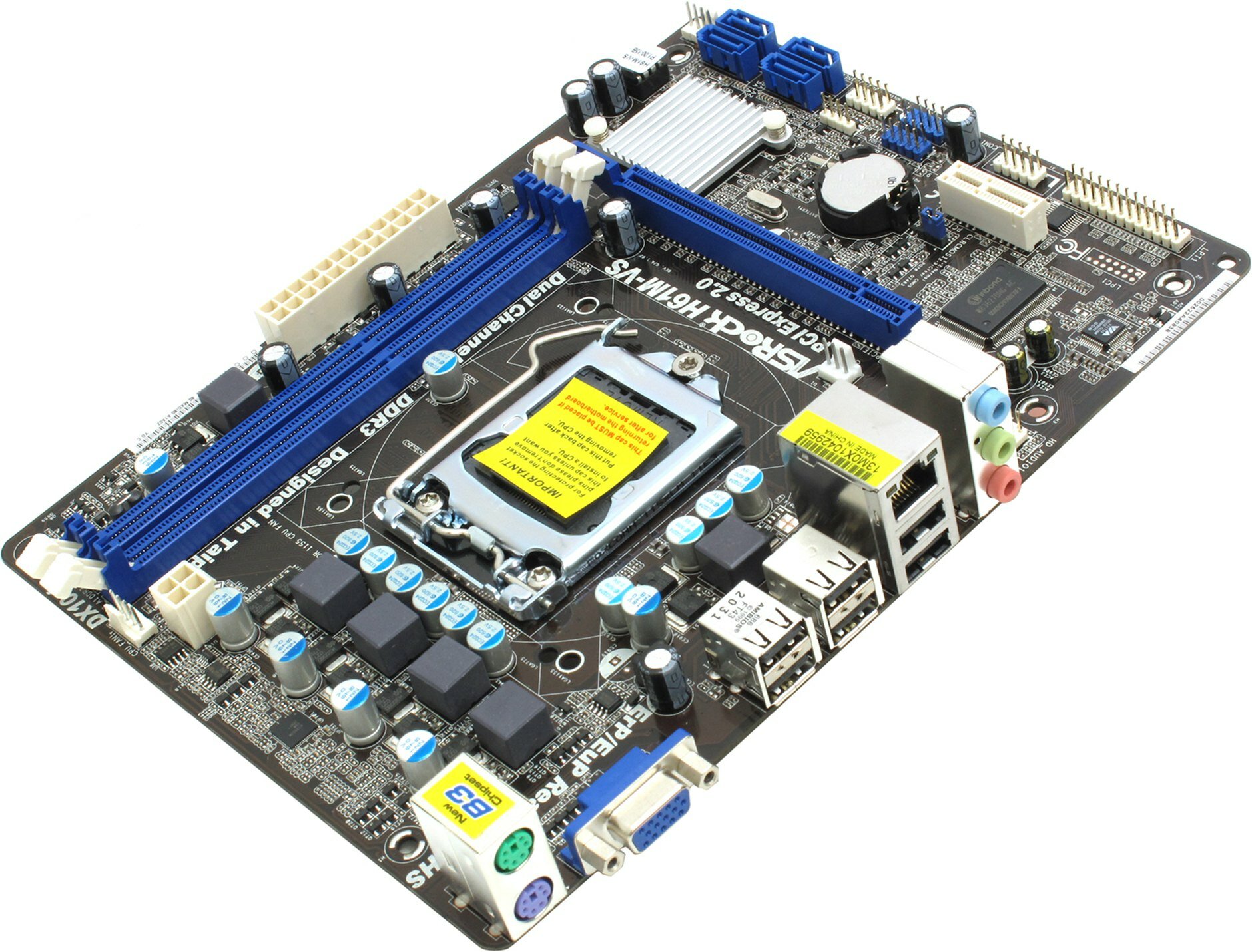 Материнская плата ASRock H61M-VS LGA1155 PCI-E+Dsub+LAN SATA MicroATX 2DDR3