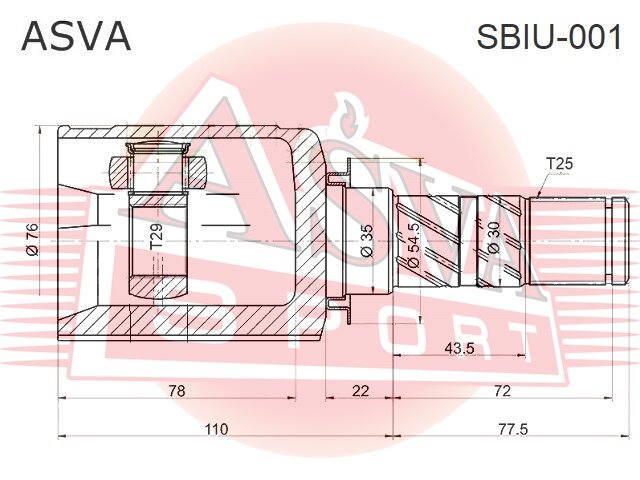 Шрус внутренний 29x35x25 Asva SBIU-001