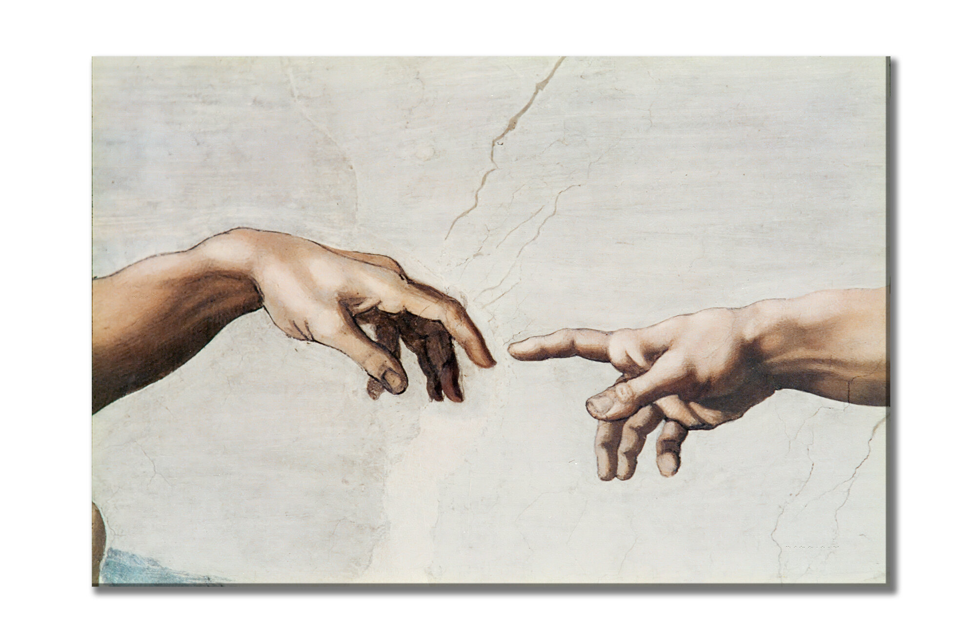 Картина для интерьера на холсте «Фрагмент рук Сотворение Адама» Микеланджело Буонарроти 30х50, холст натянут на подрамник