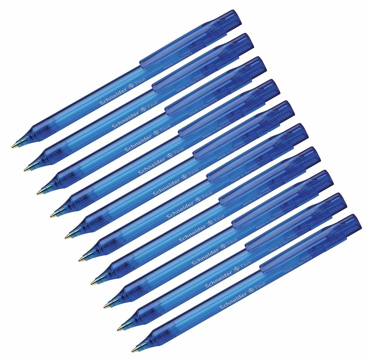 Набор из 10 шт. - Ручка шариковая автоматическая Schneider "Fave" синяя, 1,0 мм