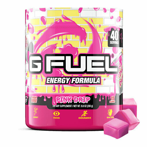 Сухой энергетик GFUEL Pink Drip (Фруктовые жевательные конфеты), 40 порций, 280 г