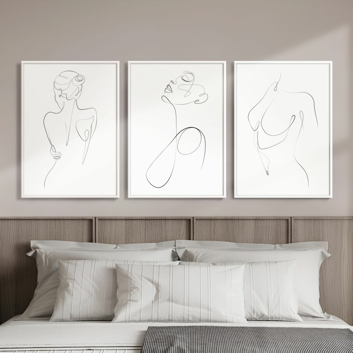 Постер 3 шт 30х40 без рамки "Силуэт женщин" набор картин для интерьера