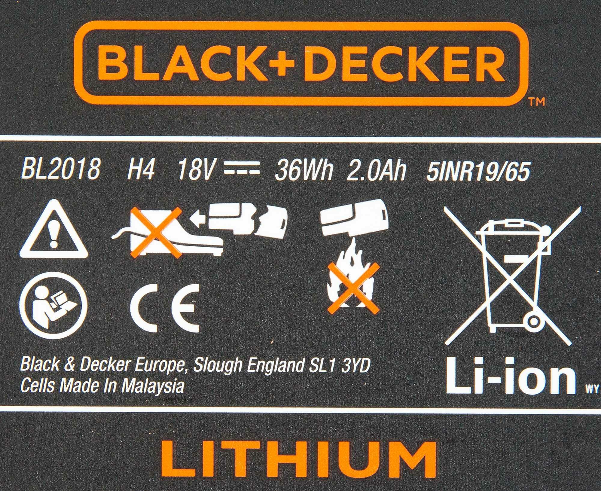 Аккумулятор Black&Decker, 2 Ач, 18 В универсальный