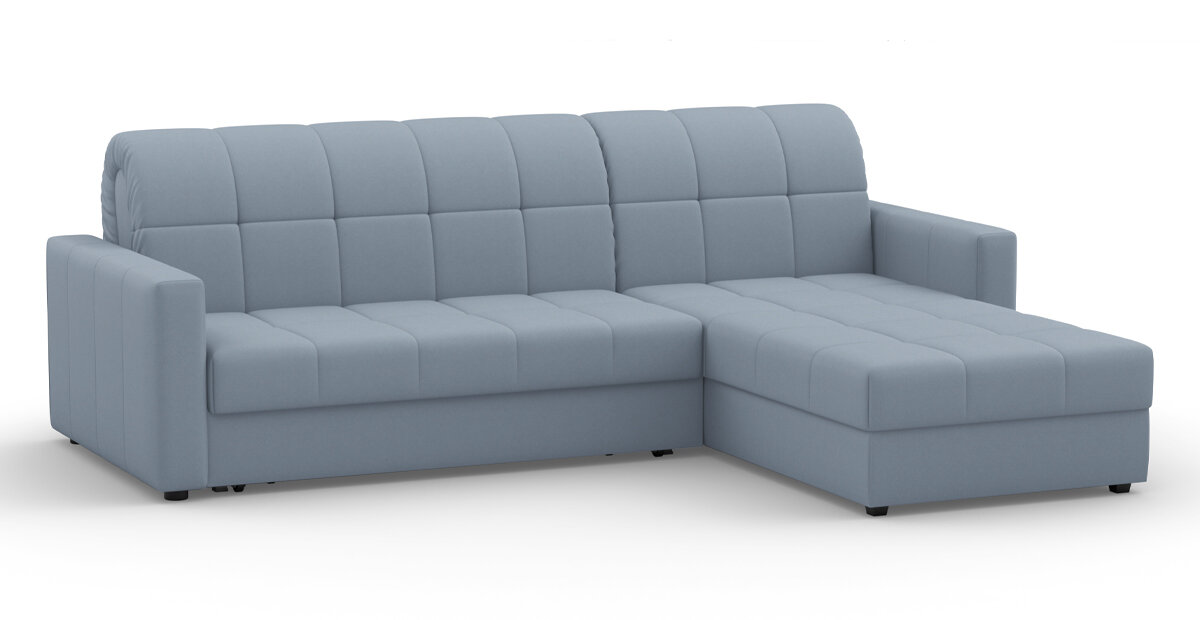 Угловой диван Цвет Диванов Инсбрук NEXT 140 K-3 с оттоманкой макси 261 угловой Серо-синий c механизмом