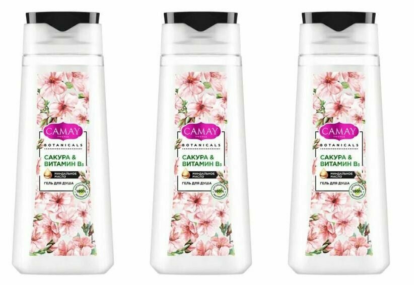 Camay Botanicals Гель для душа Японская сакура, 250 мл - 3 шт