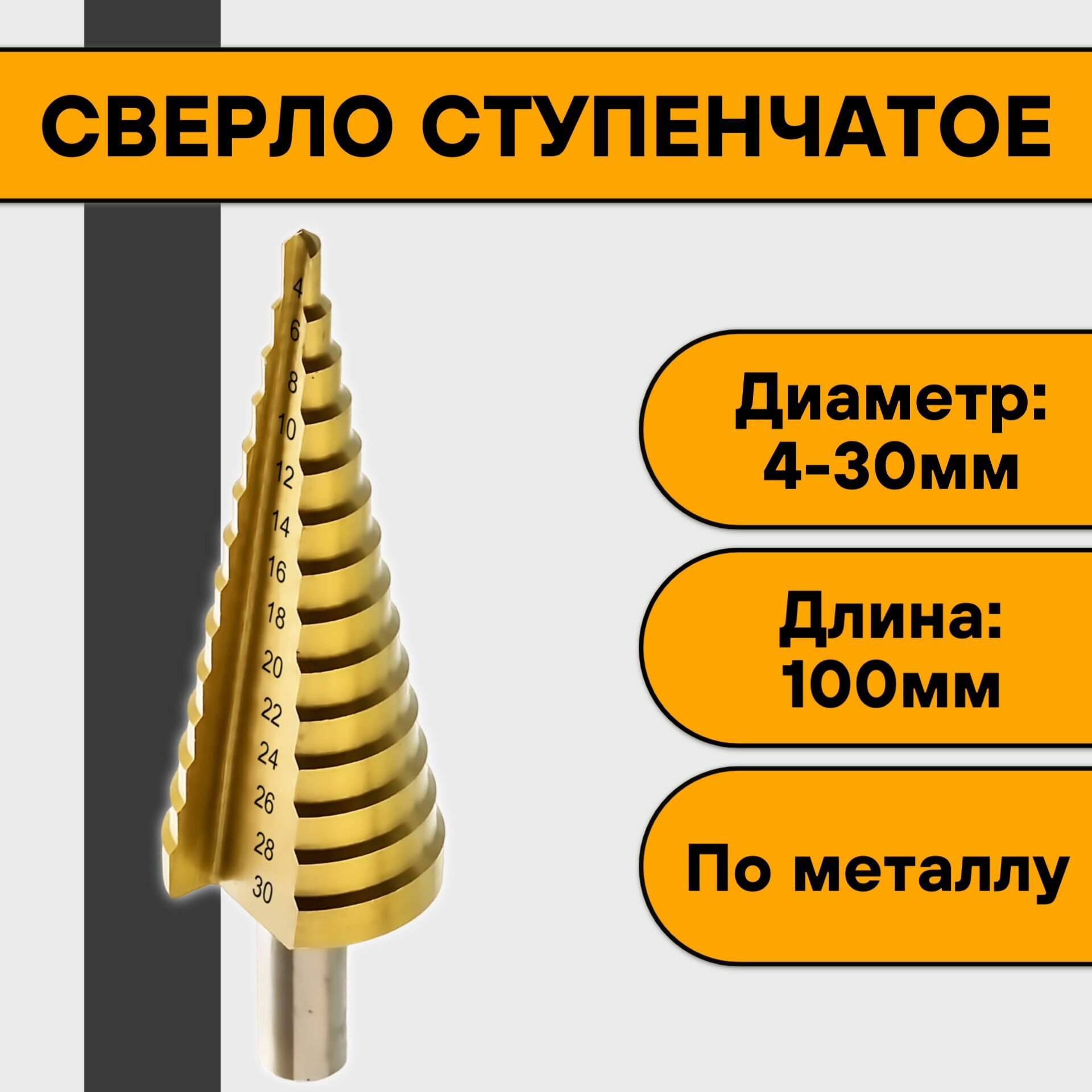Сверло ступенчатое 4-30мм