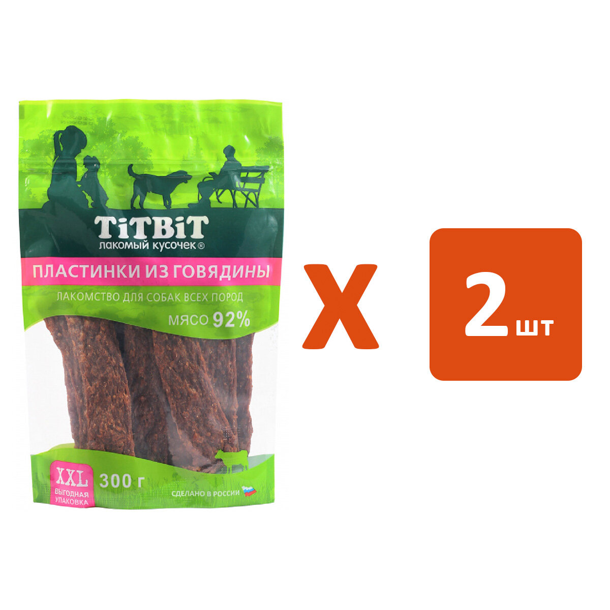 Лакомство TIT BIT для собак пластины из говядины XXL 300 гр (1 шт х 2)
