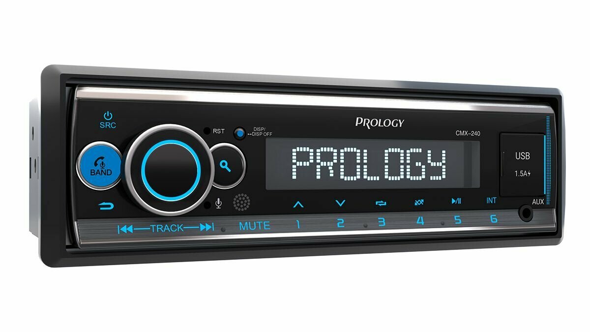 Автомагнитола PROLOGY "CMX-240", USB, Bluetooth, FM, 55Вт, 1DIN, черная