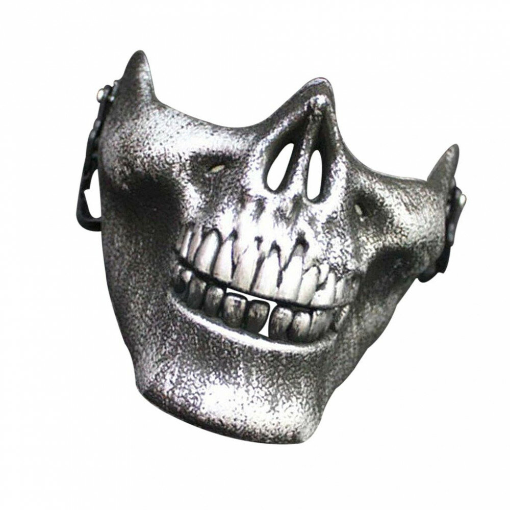 Полумаска Череп (нижняя челюсть) серебряная взрослая