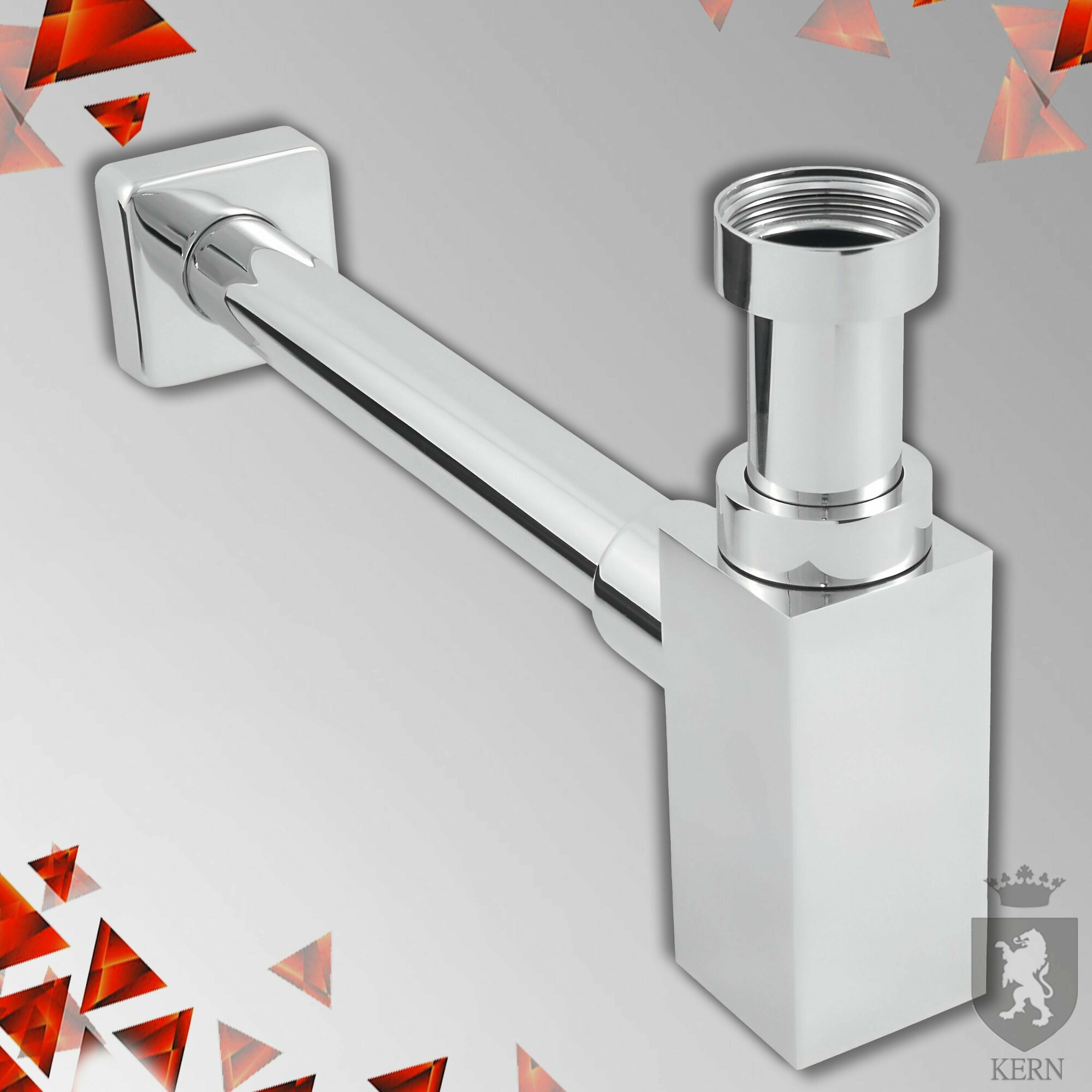 Сифон для раковины квадратный KERN A-1013 хром