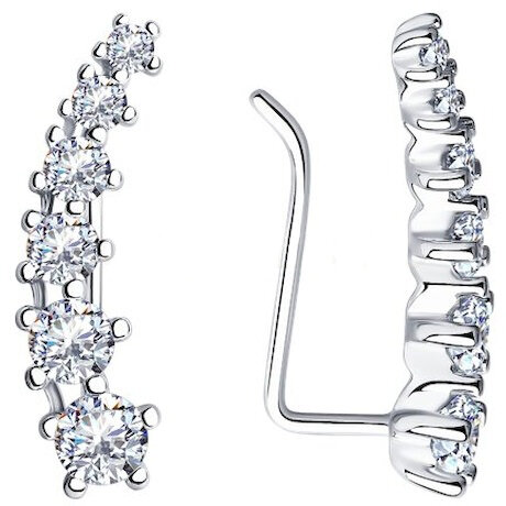 Серьги, серебро, 925 проба, фианит