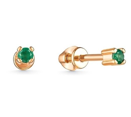 Серьги пусеты, красное золото, 585 проба, сапфир