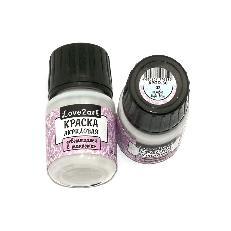 Краска акриловая "Love2art" для декора "светящаяся в темноте" APGD-30 30 мл 02 голубой