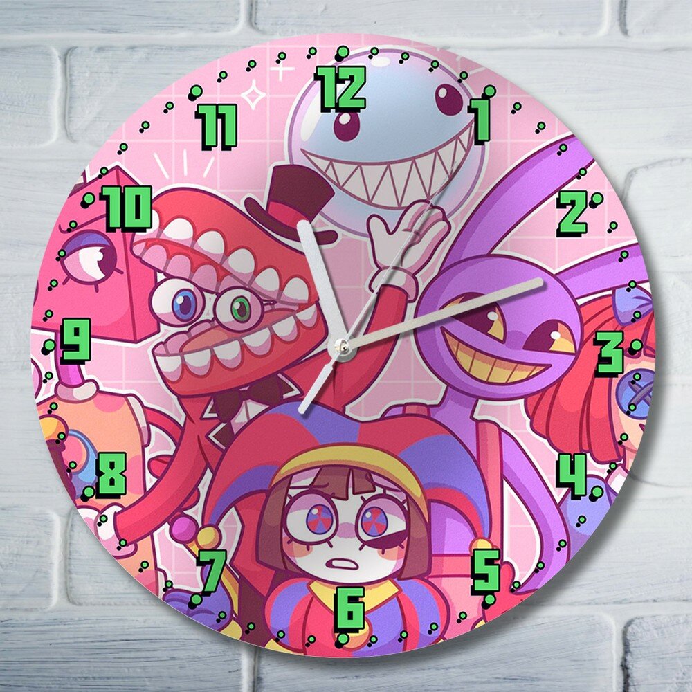 Настенные часы УФ "Мультфильм The Amazing Digital Circus (Удивительный цифровой цирк Глитч хоррор, Помни, шут, клоун, рагата) - 9077"