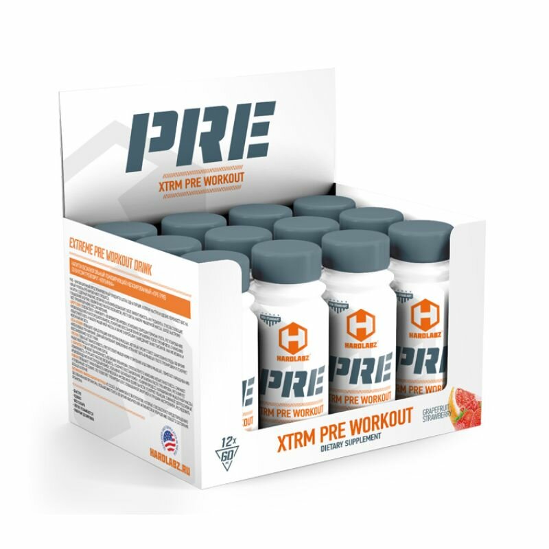 Предтренировочный комплекс PRE (Pre Workout) Hardlabz, 60 мл *12 шт, грейпфрут и клубника