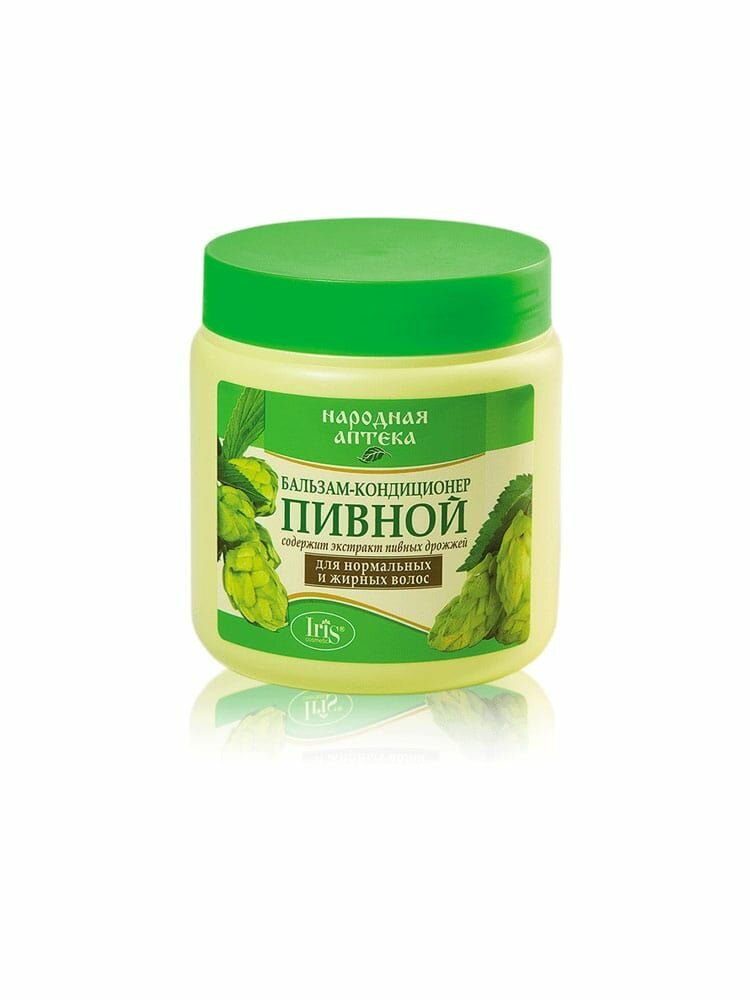 IRIS Cosmetic Бальзам-кондиционер Народная аптека для нормальных и жирных волос Пивной, 500 мл