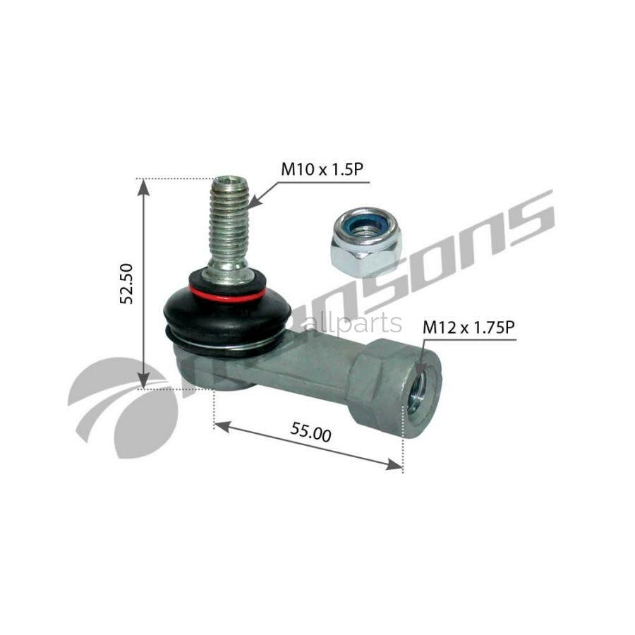 MANSONS 100672 наконечник тяги КПП! правый L=55 M10x1.5 под ключ /M12x1.75 LHT \Omn MAN, MB, DAF, Scania