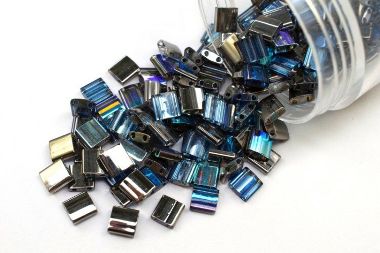 Бисер японский MIYUKI TILA #55024 Crystal Graphite Rainbow, радужный прозрачный, 5 грамм