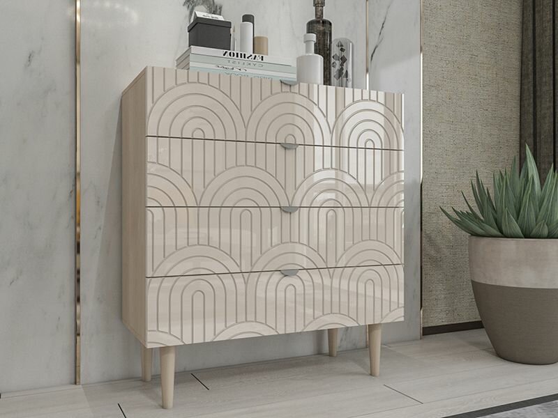 Комод для вещей "Йорк 12" 80х100х40, кремона шампань / ваниль глянец