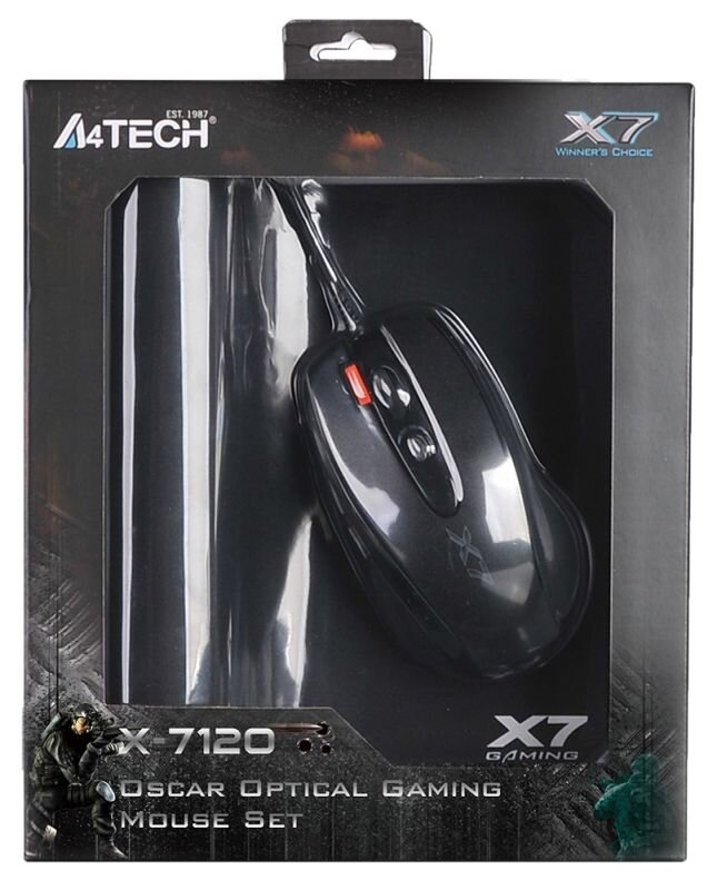 Мышь A4Tech X-7120 черный оптическая (2000dpi) USB2.0 (7but)+Коврик