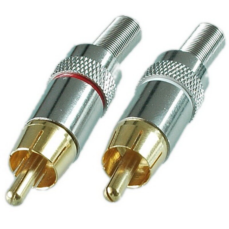 Разъем RCA штекер металл на кабель, красный и белый, Gold, Pro Legend