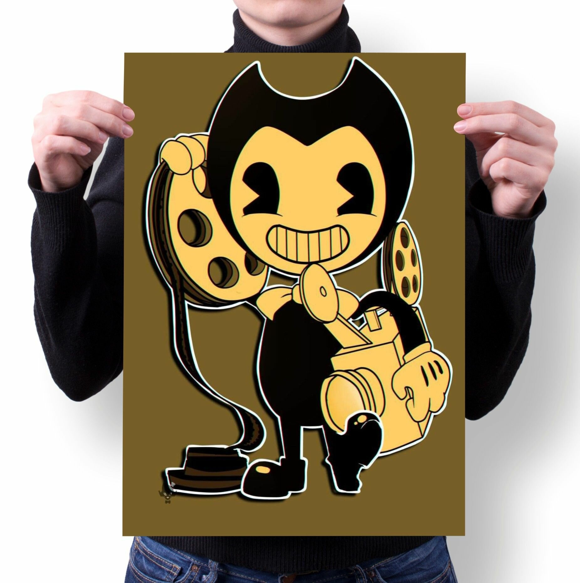 Плакат формата А4 с принтом "Бенди и чернильная машина"