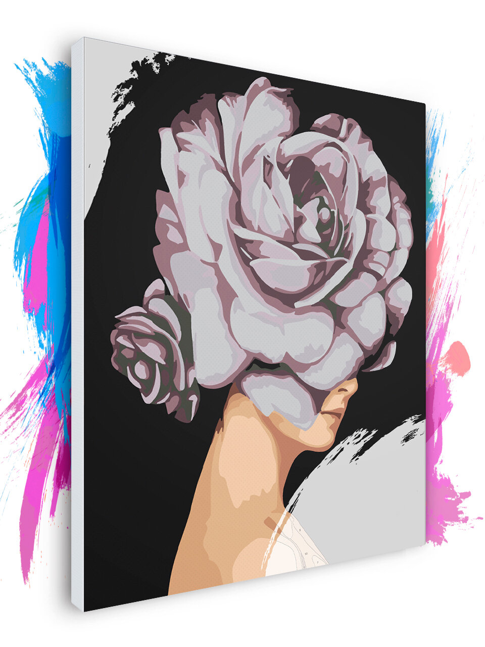 Картина по номерам на холсте Женщина с цветами 13, 40 х 50 см