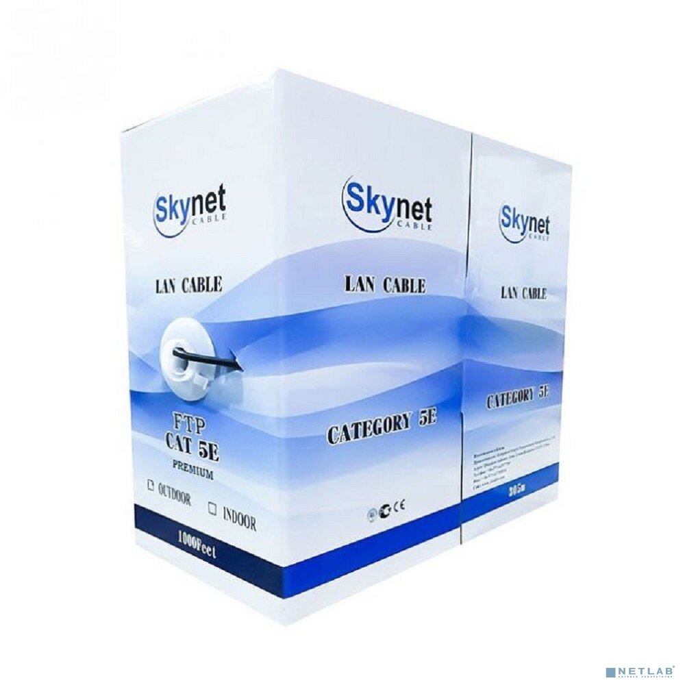 SkyNet Кабель FTP indoor, медный, FLUKE TEST, кат.5e, 2x2x0,46, однож, 305 м, box, серый [CSL-FTP-2-CU](АК5026922/1693105)