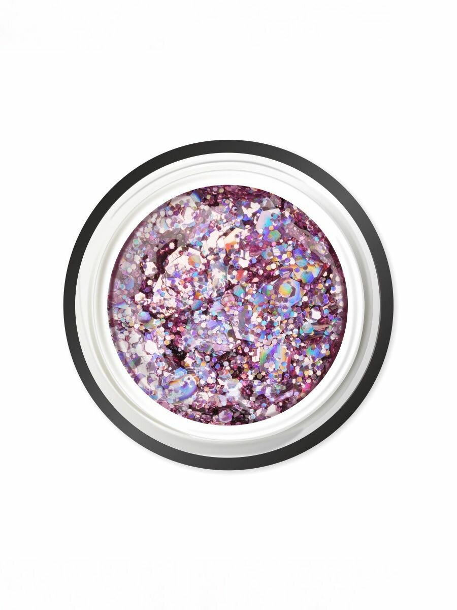 Nail Club Гель-краска для ногтей с глиттером GJ-20 Lilac Stone 5 мл