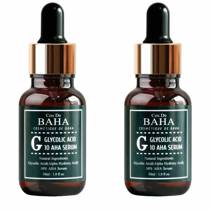COS DE BAHA Сыворотка для лица для проблемной кожи c гликолевой кислотой Glycolic Acid 10 AHA Serum, 30 мл, 2 шт