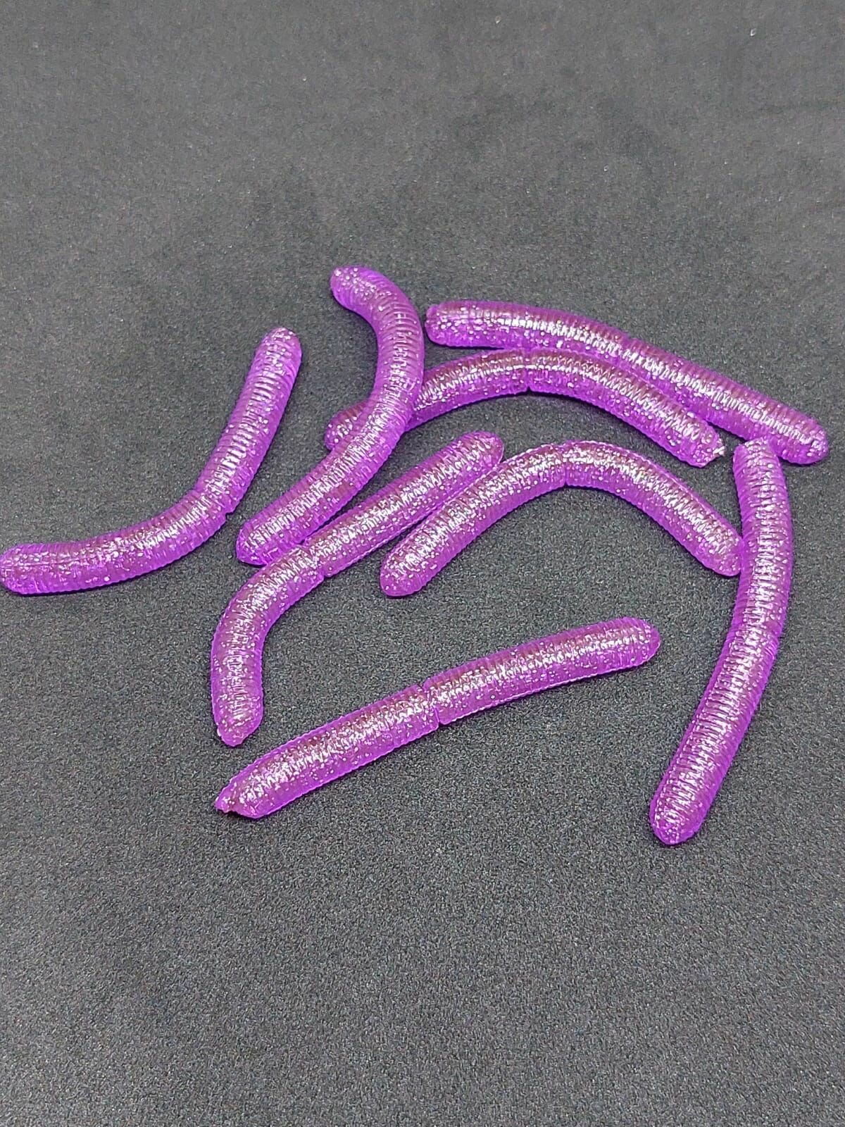 Форелевая Силиконовая приманка Либра. Реплика. Толстая 65 мм. Фиолетовый светонакопительный