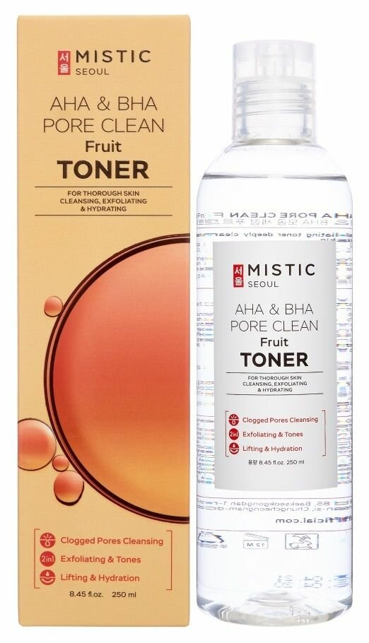 MISTIC Очищающий тонер с фруктовыми кислотами Aha & Bha Pore Clean Fruit Toner, 250 мл