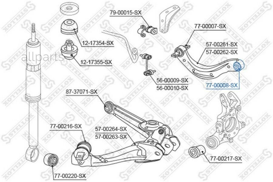 STELLOX 7700008SX сайлентблок рычага зад. подв. верхн. наружн!\ Honda Civic 06>