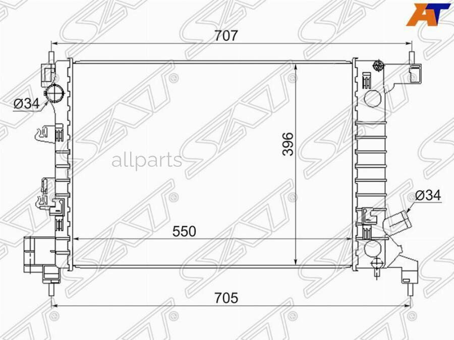SAT SG-CV0011 Радиатор Chevrolet Aveo 11-15 / Cobalt 13-