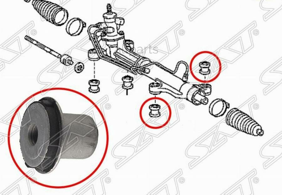 SAT ST-45516-44030 Сайлентблок рулевой рейки Toyota Ipsum (ACM20) 01-09 / Noah 01-07 (2WD)