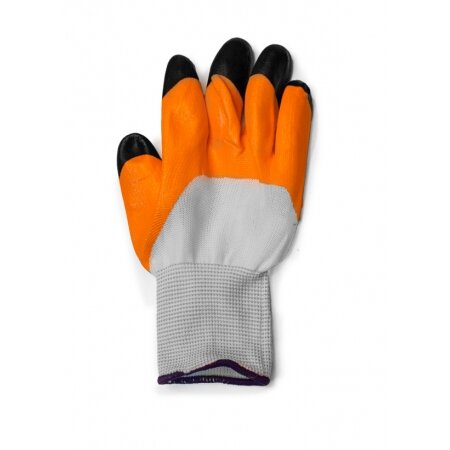 Перчатки нейлоновые оранжевые с добавлением резины черные ноготки