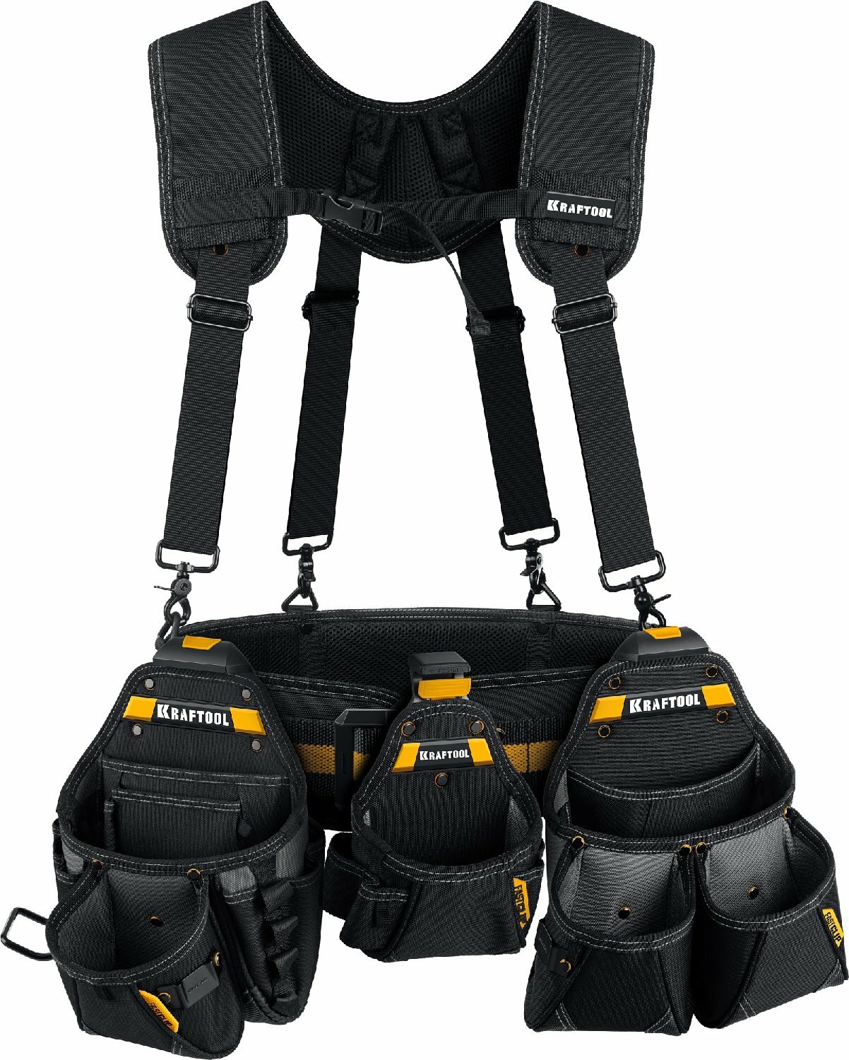 KRAFTOOL KBS-5 в комплекте: пояс монтажника, подтяжки и 3 сумки, пояс монтажника (38760-5) (38760-5)