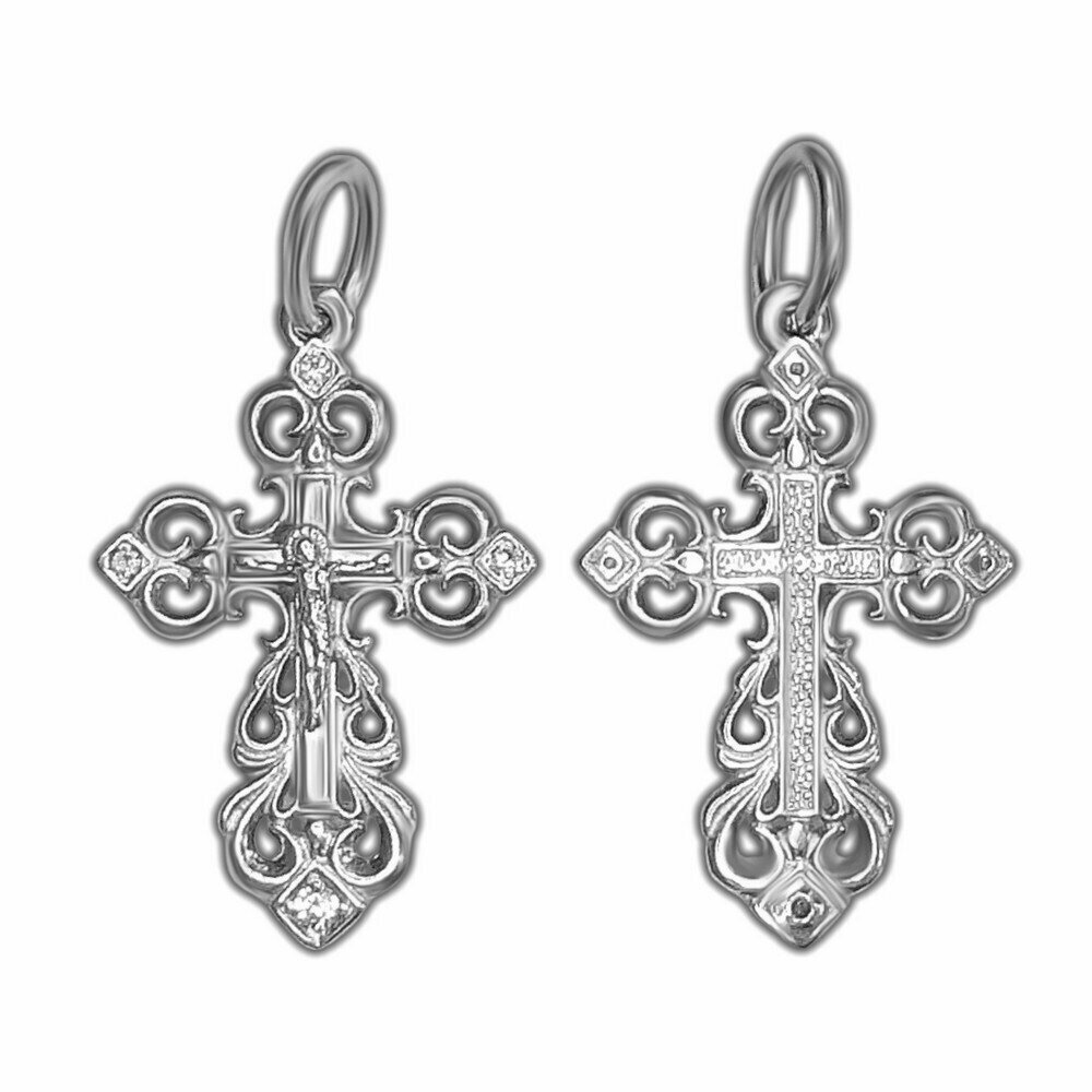 Крестик, серебро, 925 проба, фианит