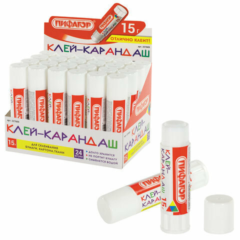 72 шт. Клей-карандаш пифагор, 15 г, 227609