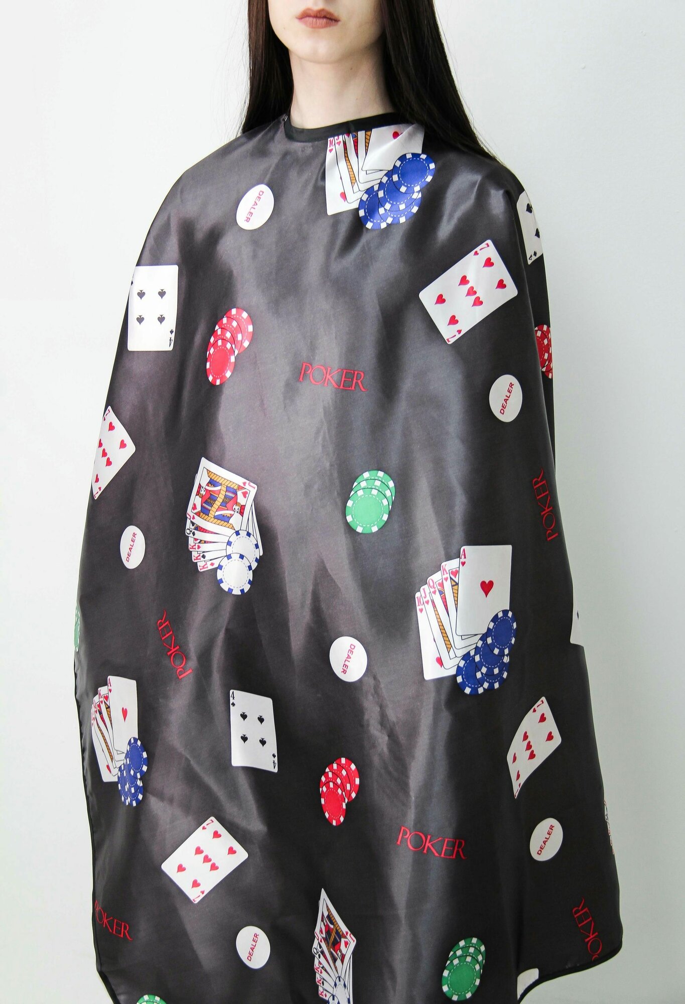 Пеньюар парикмахерский Poker на кнопках черный,118х142см