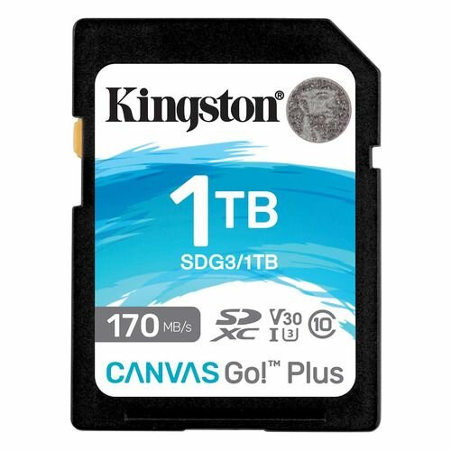 Карта памяти SDXC UHS-I U3 Kingston Canvas Go! Plus 1024 ГБ, 170 МБ/с, Class 10, SDG3/1TB, 1 шт, без адаптера